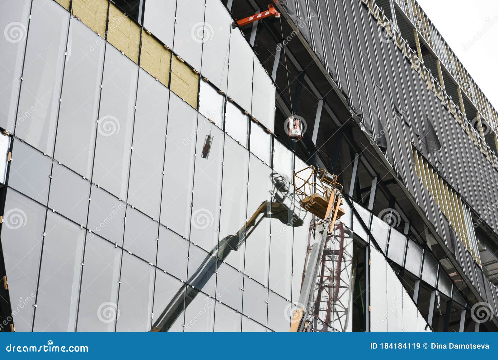 Facade Work. Fiberglass Reinforcing Plastering Mesh Used For Plaster ...