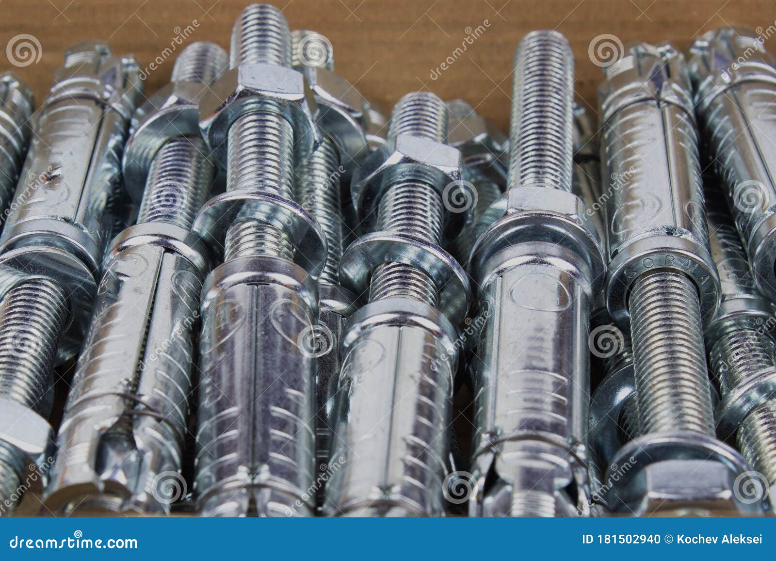 Construction Fastening, Wedge Galvanized Anchor in a Cardboard Carob ...