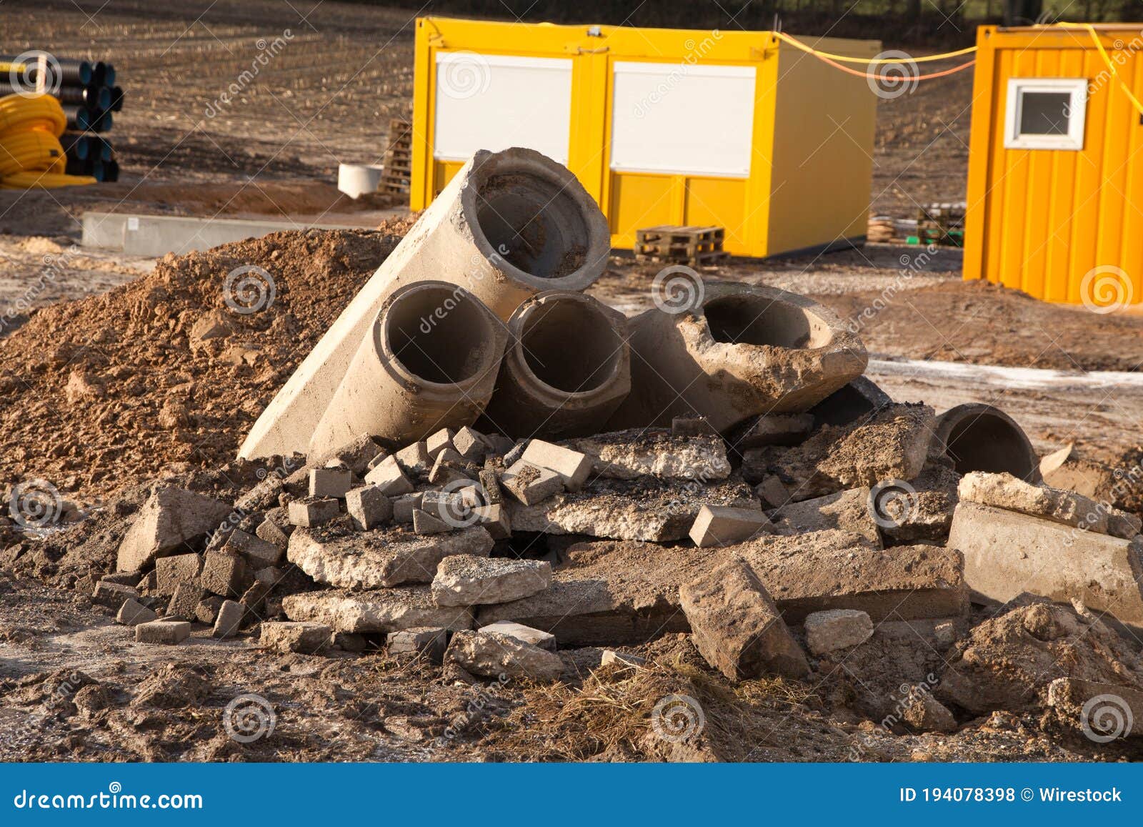 Construction Field with Construction Materials during a Sunny Day Stock ...