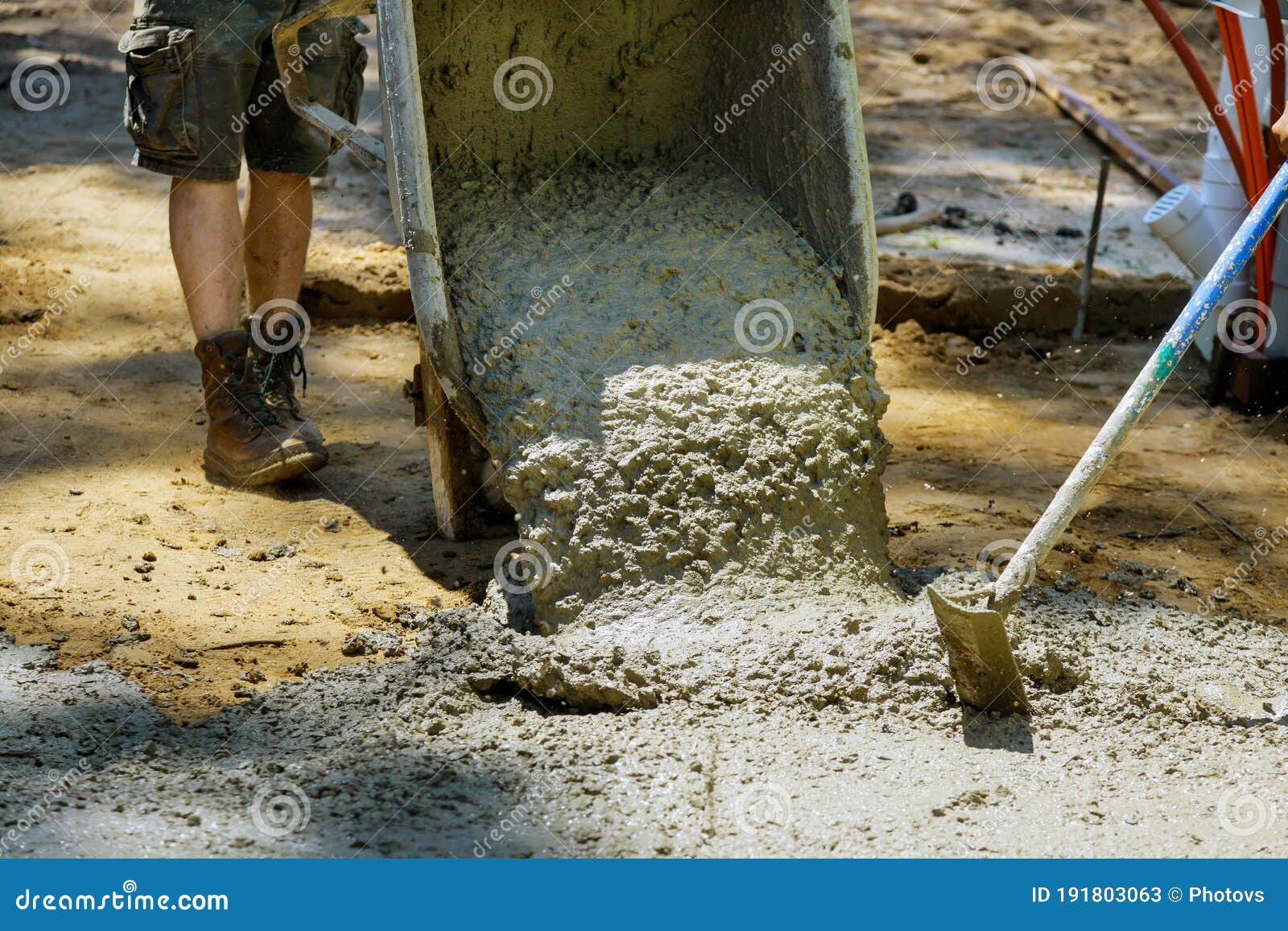 Concrete In A Wheelbarrow At A Construction Site Stock Image ...