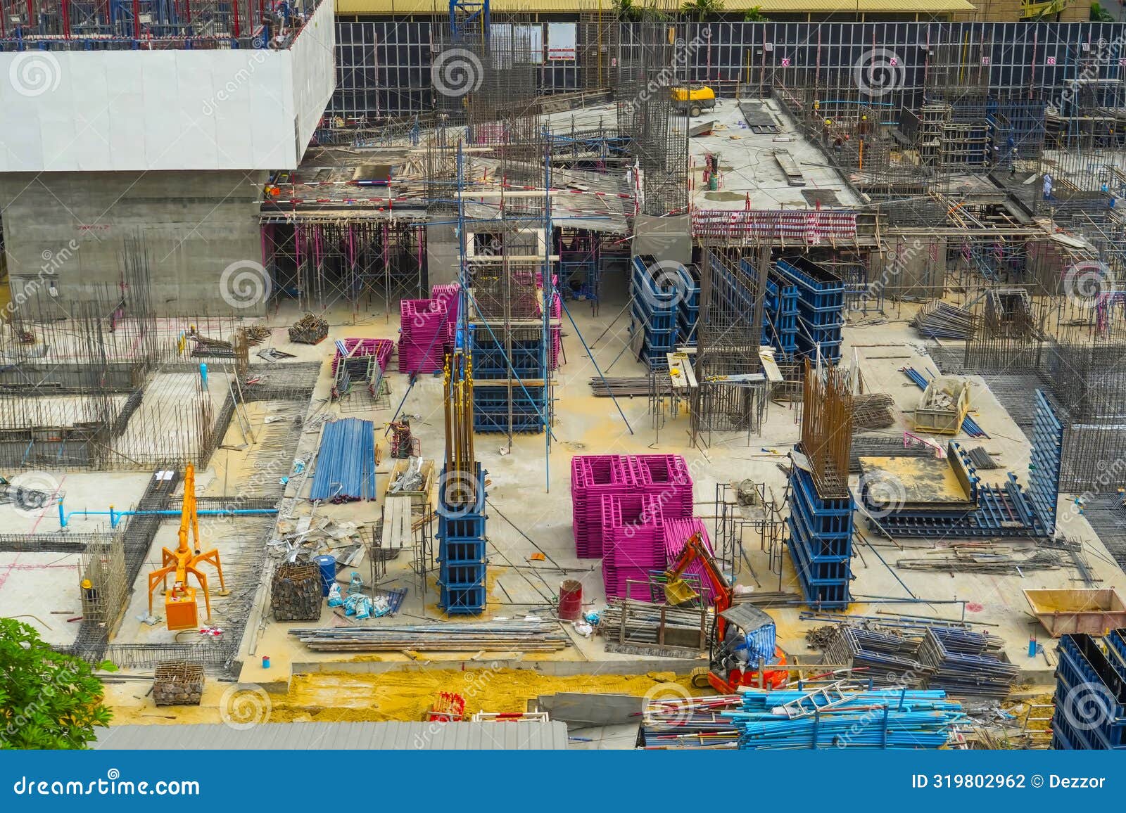 Construction of the First Floor, Cement Foundation, Supports of the ...