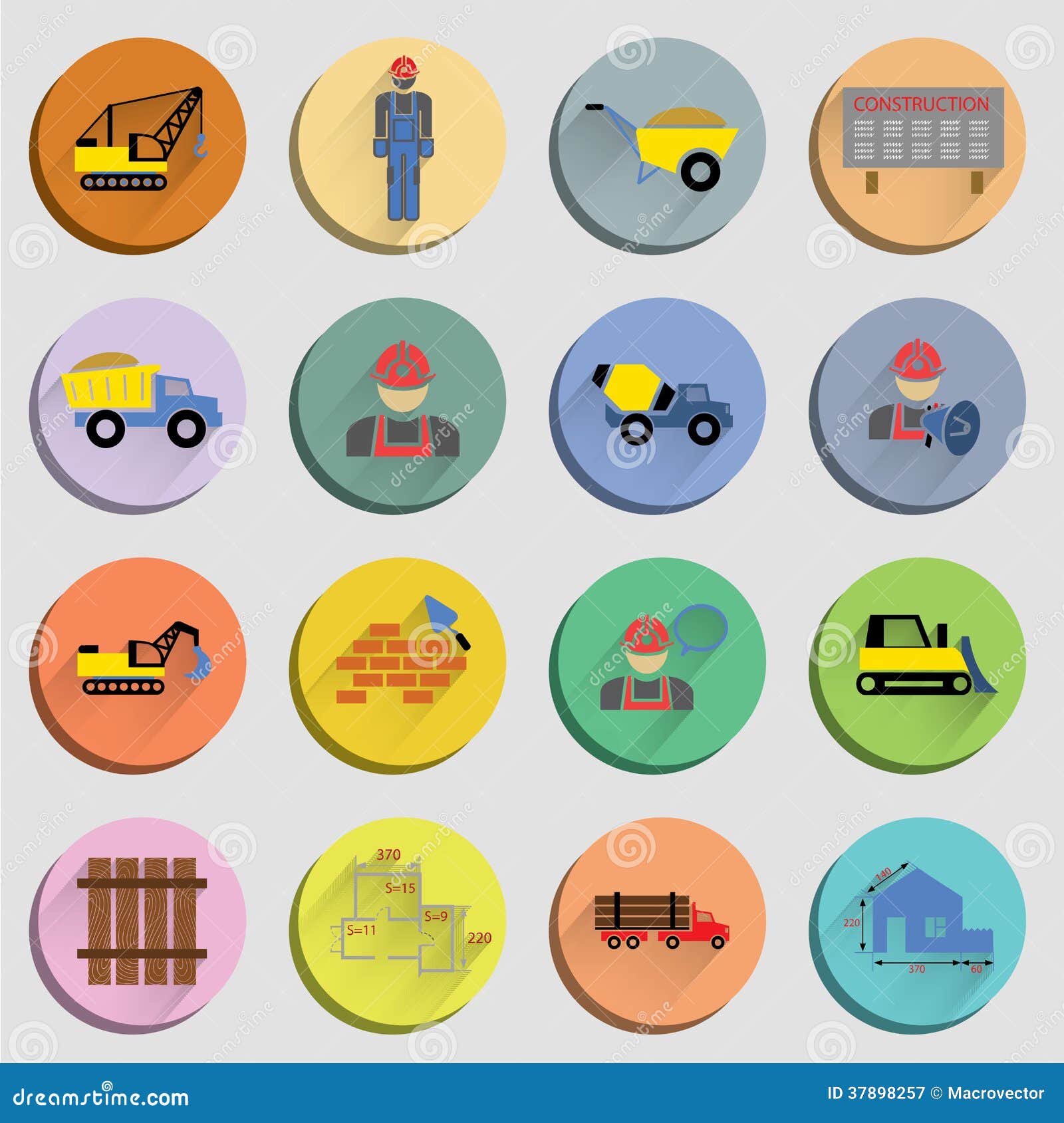 Construction Flat Icons Set Stock Vector - Illustration of computer, application: 37898257