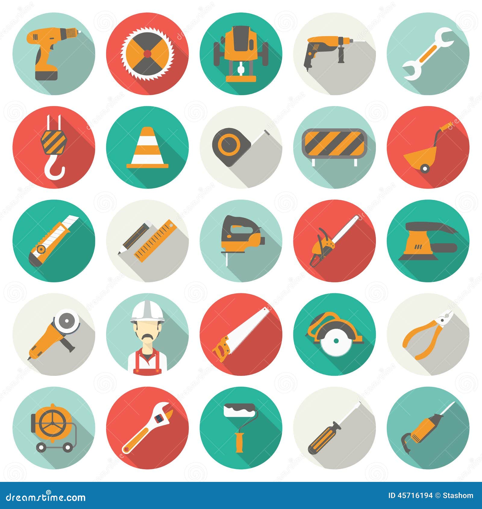 Construction Flat Icons Set. Stock Vector - Illustration of building, industry: 45716194