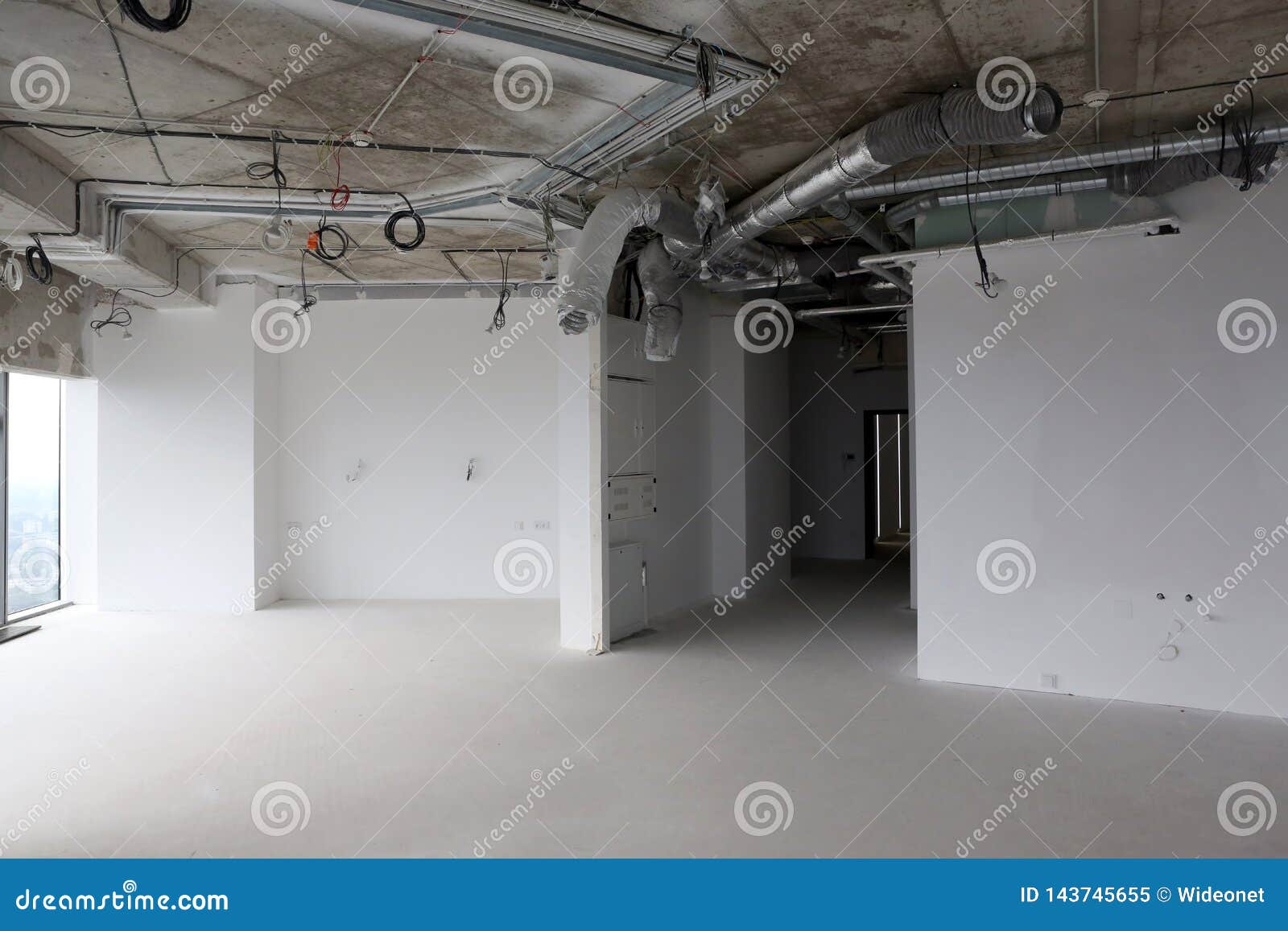 Construction Flat, New Residential Building with Cables and Ventilation ...