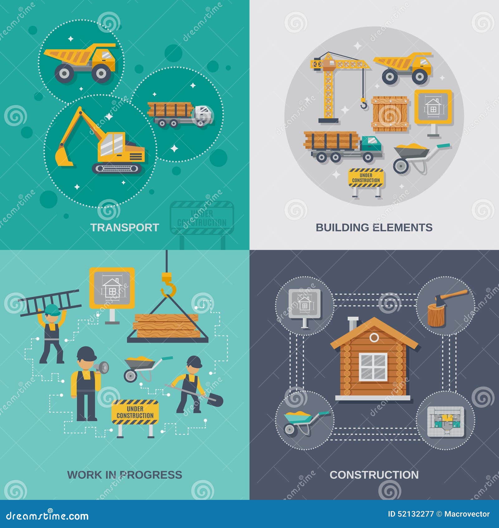 Construction Flat Set stock vector. Illustration of architect - 52132277