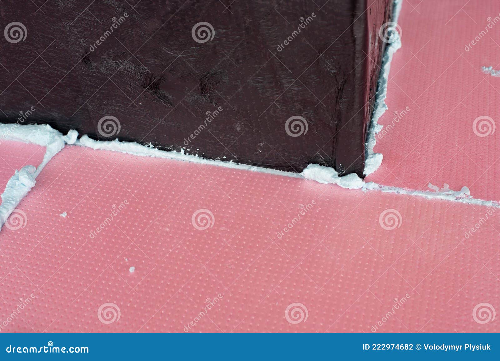 Construction Foam Between Pink Extruded Styrofoam Sheets Stock Photo ...