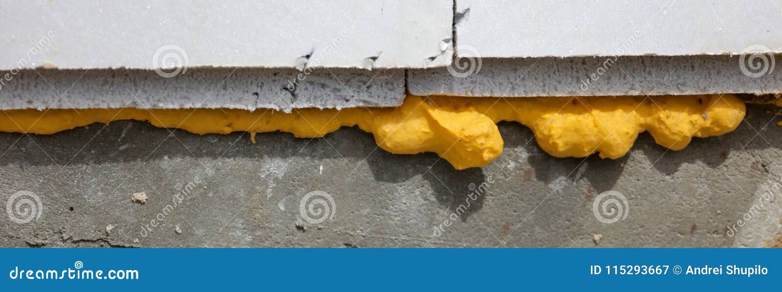 Construction Foam in the Wall Slit As a Background Stock Image - Image ...