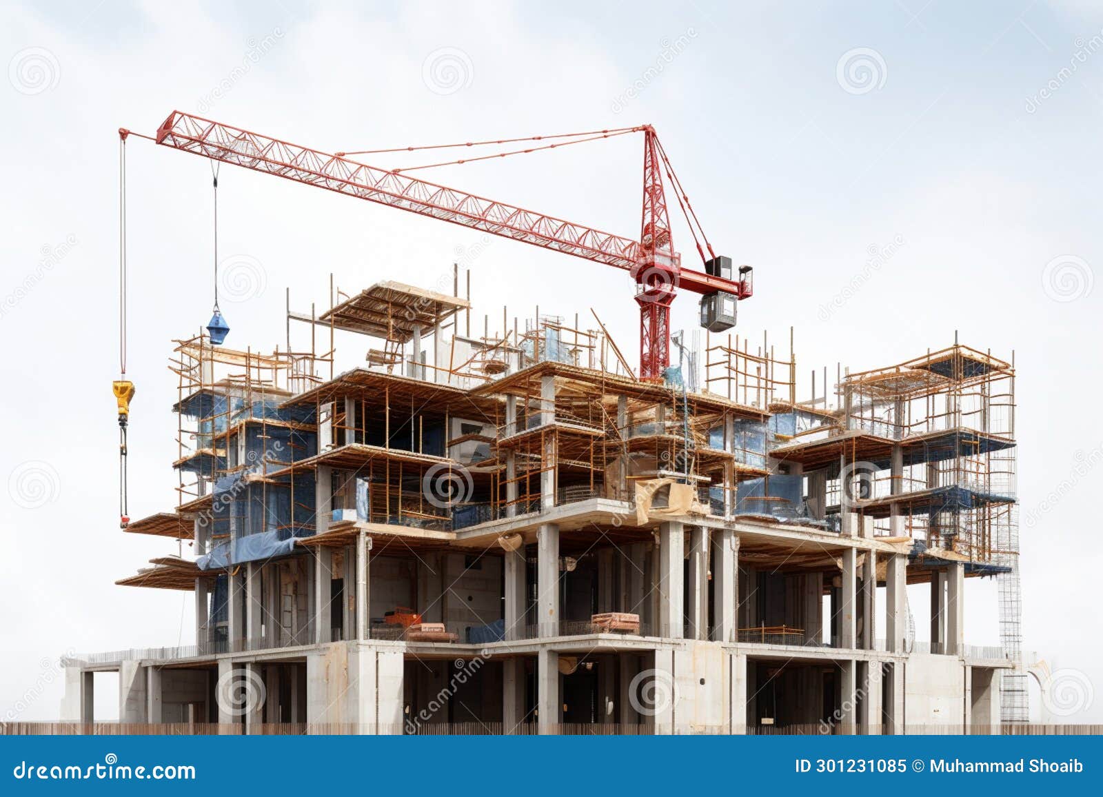 Construction in Focus Building Under Construction Isolated on a White ...