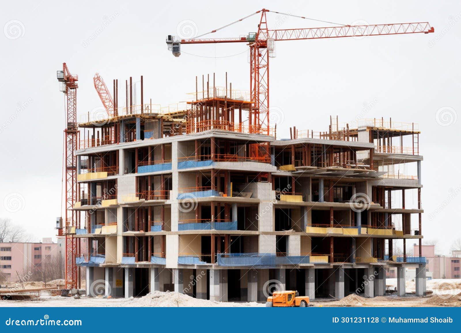 Construction in Focus Building Under Construction Isolated on a White ...
