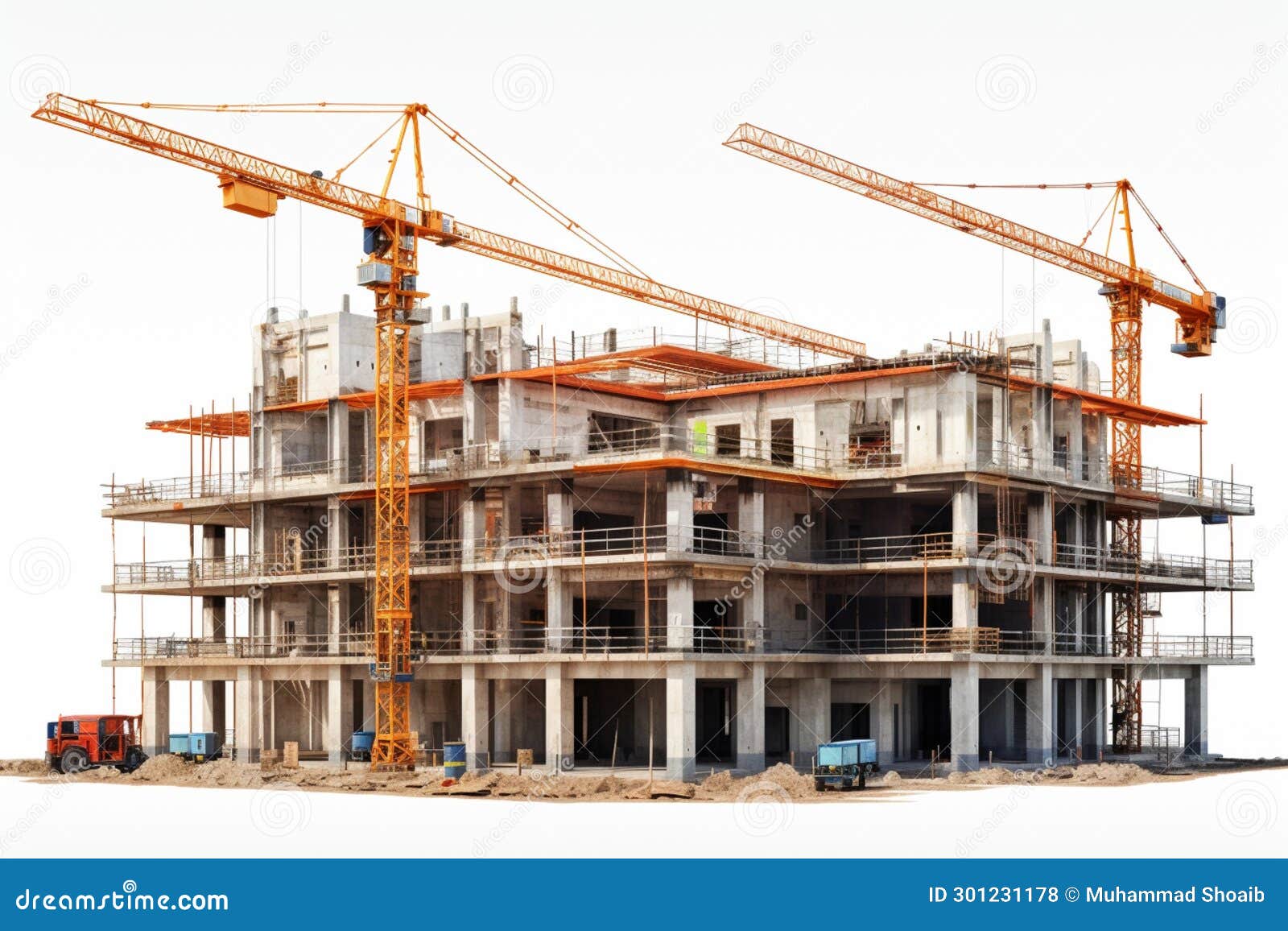 Construction in Focus Building Under Construction Isolated on a White ...