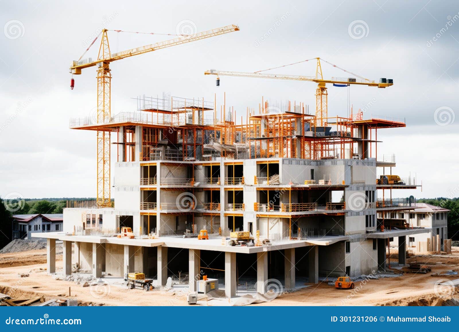 Construction in Focus Building Under Construction Isolated on a White ...
