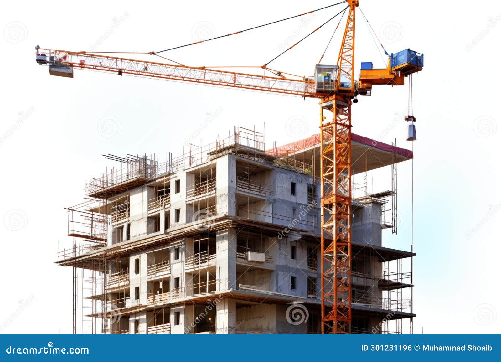 Construction in Focus Building Under Construction Isolated on a White ...