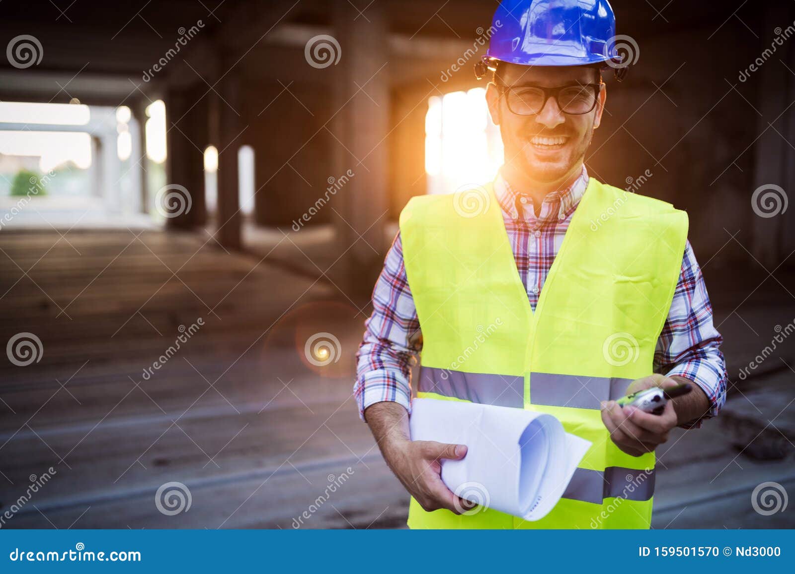 Construction Foreman on the Job Site Stock Photo - Image of blue ...