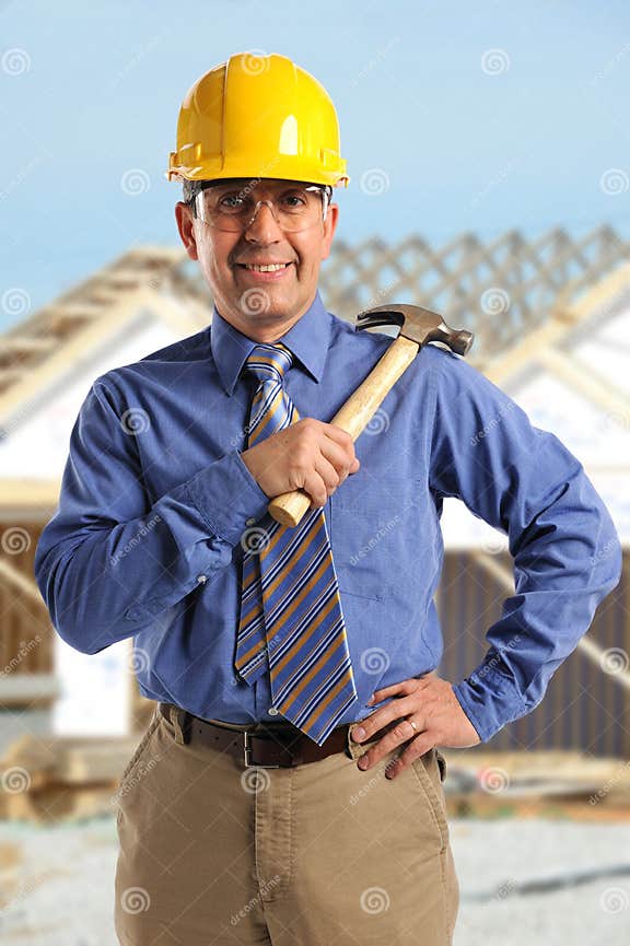 Construction Foreman Smiling Stock Photo - Image of worker, hispanic ...