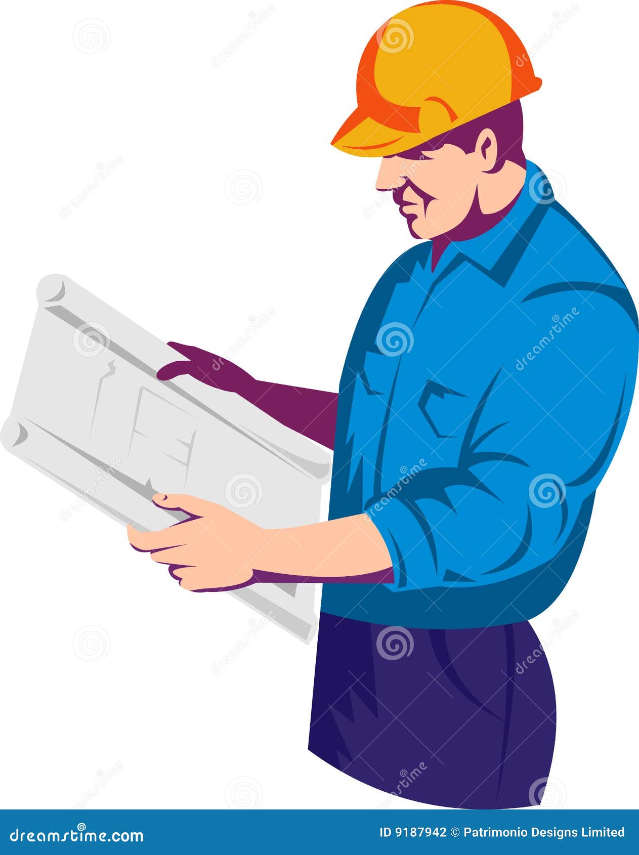 Construction Foreman Worker Stock Vector - Illustration of blue ...
