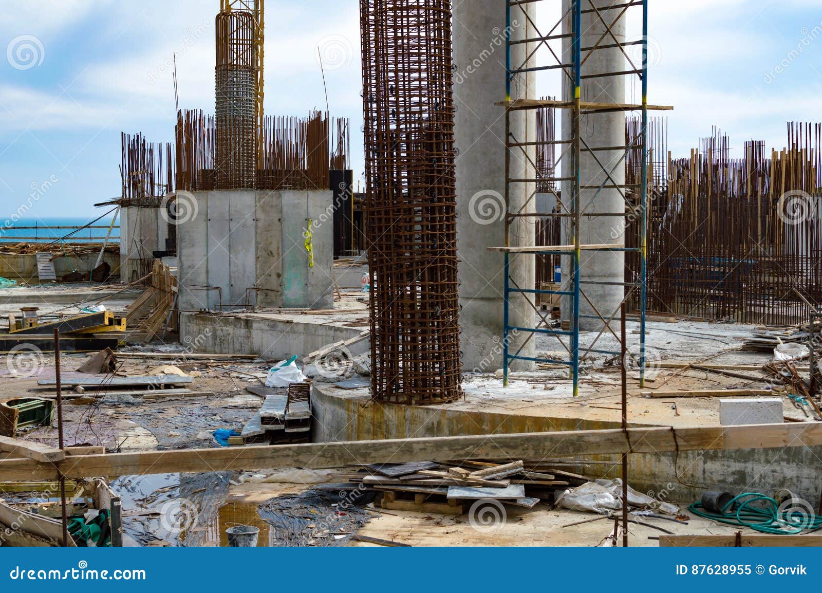 The Construction of the Foundation and Concrete Rebar Stock Image ...