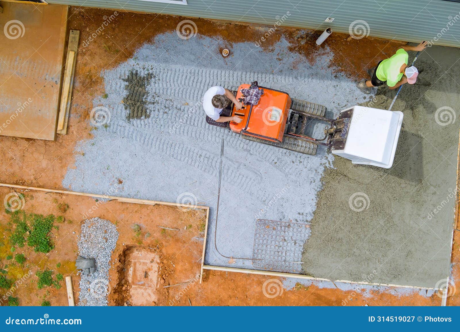 Construction of Foundation Involves Pouring of Wet Cement into ...