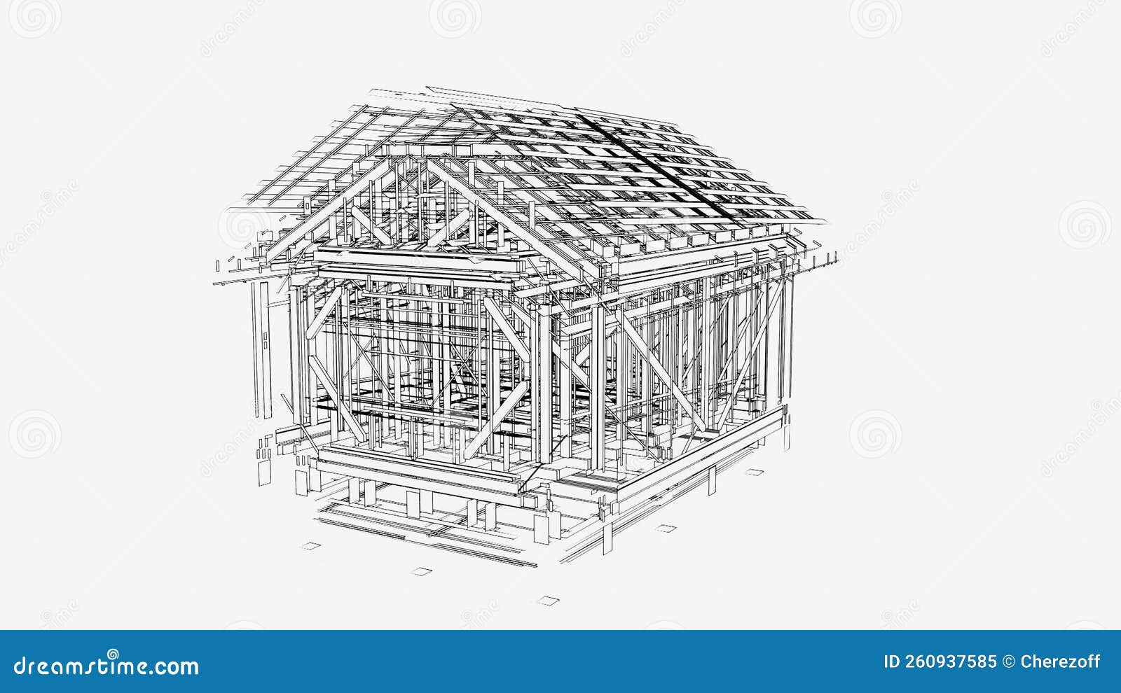 Construction of a Frame Building. 3d Model Stock Video - Video of ...