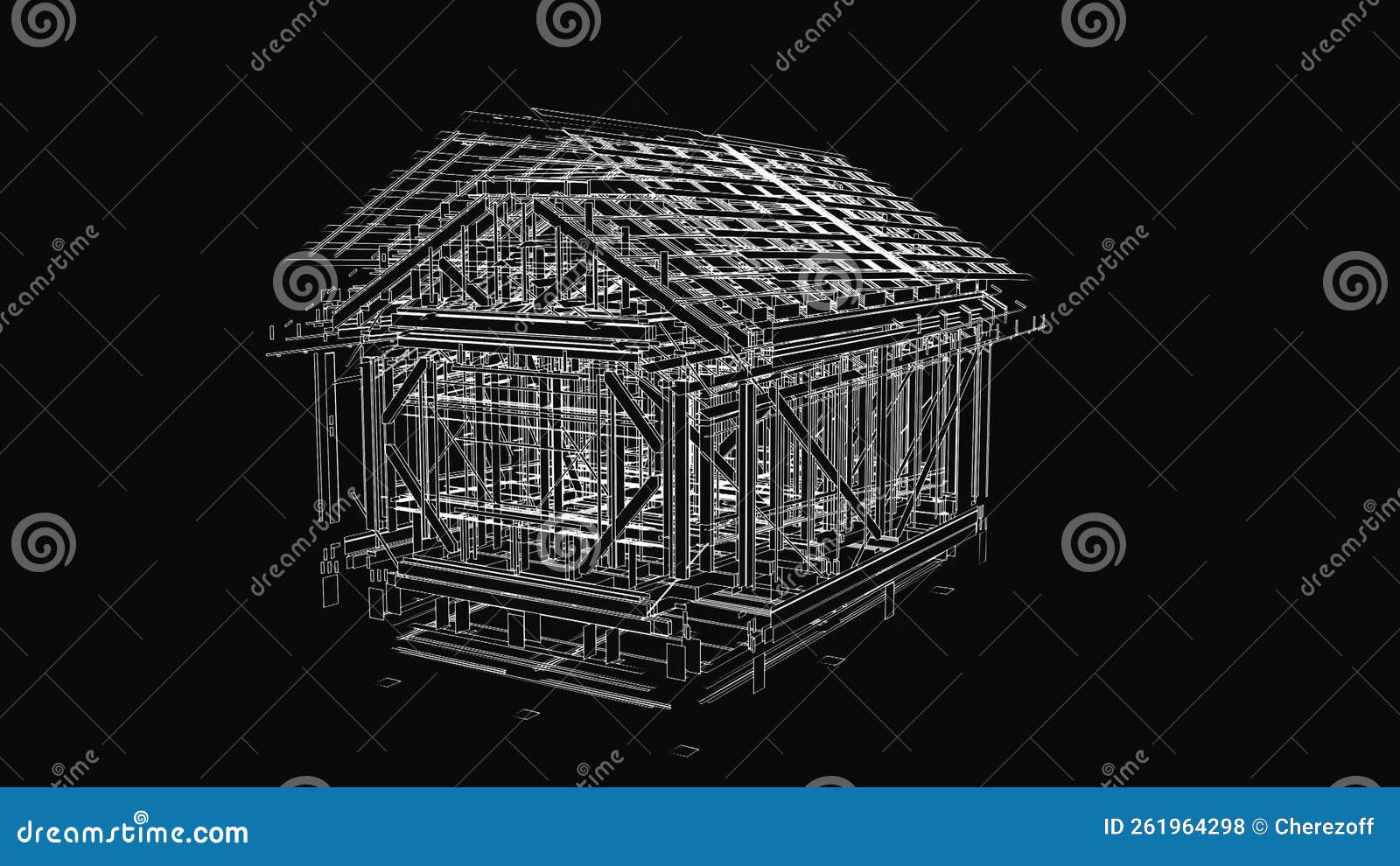 Construction of a Frame Building. 3d Model Stock Footage - Video of ...