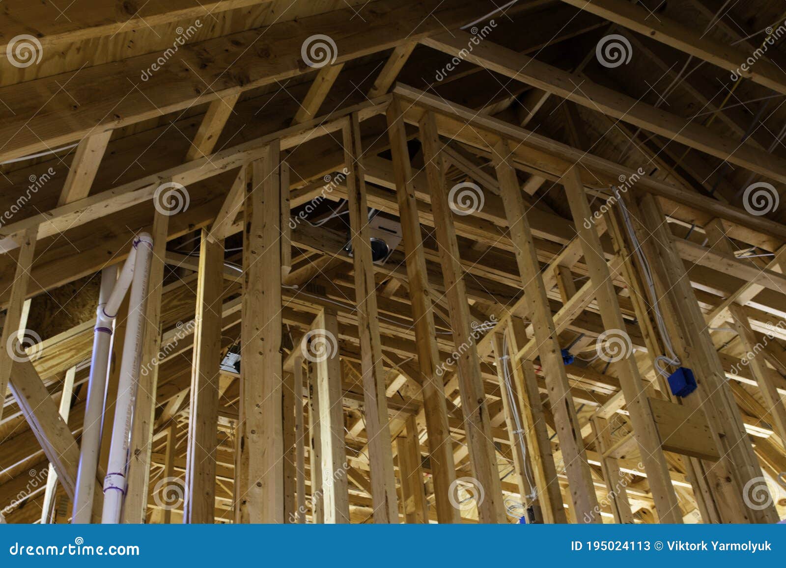 Construction of a Frame House Interior of a New Home Construction ...
