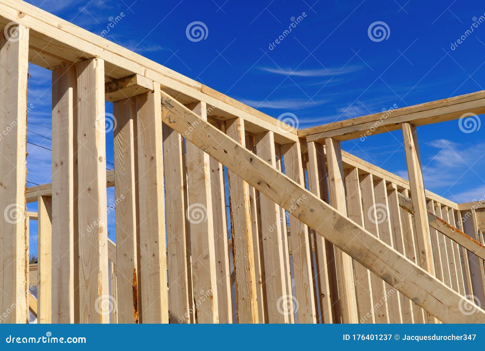 Construction Framework House Wood Beams Structure Stock Image - Image ...