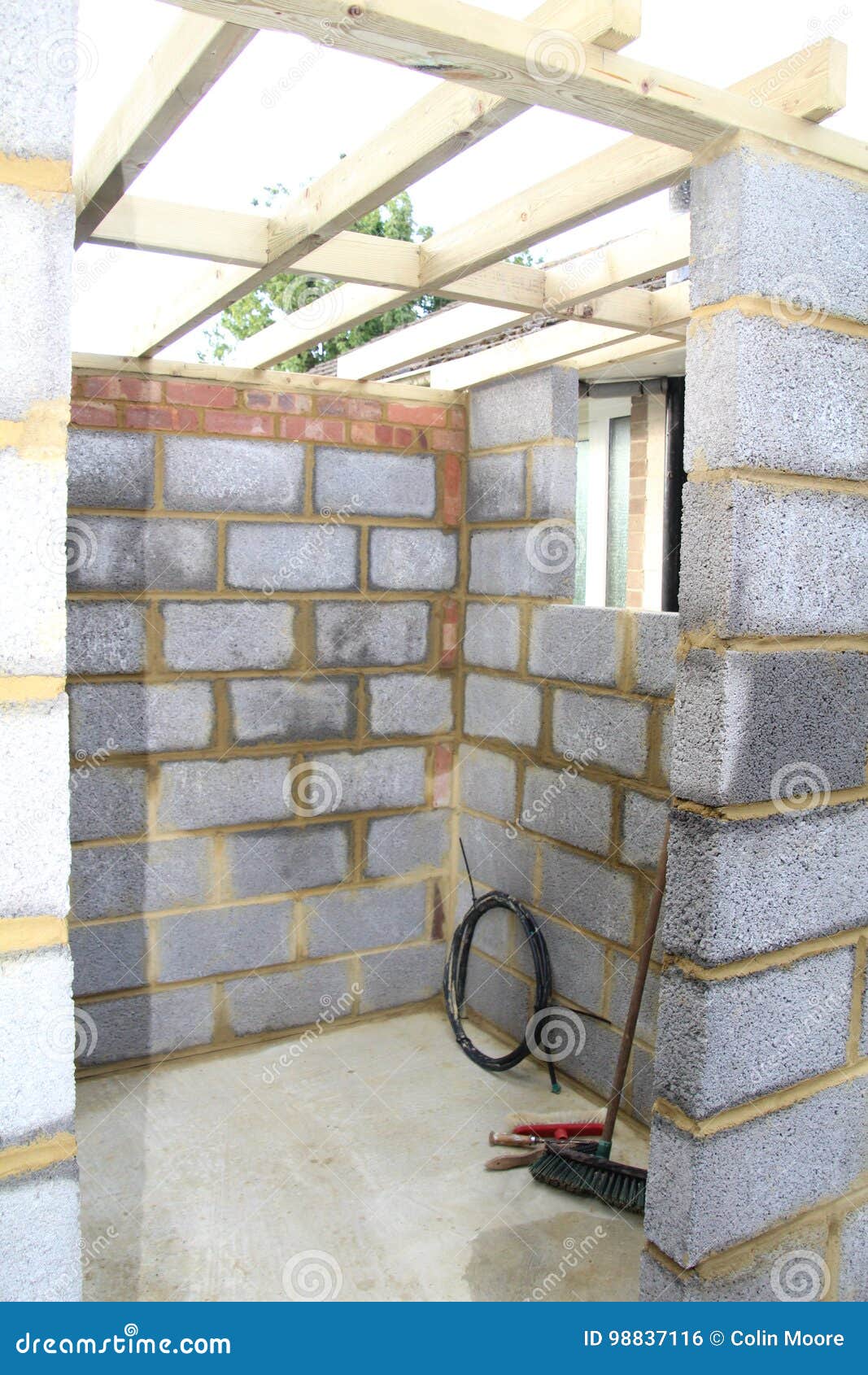 Construction of a Garden Shed Stock Photo - Image of blockwork, cement ...