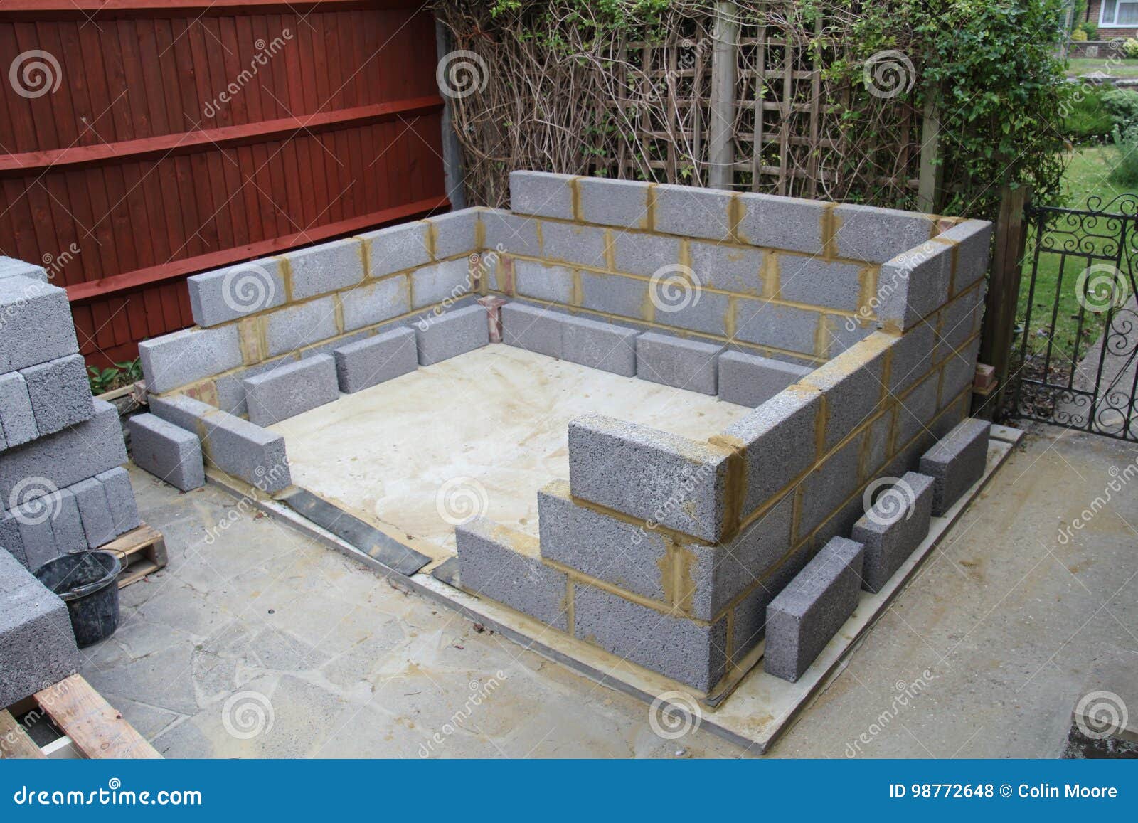 Construction of a Garden Shed Stock Photo - Image of brickwork, wall ...