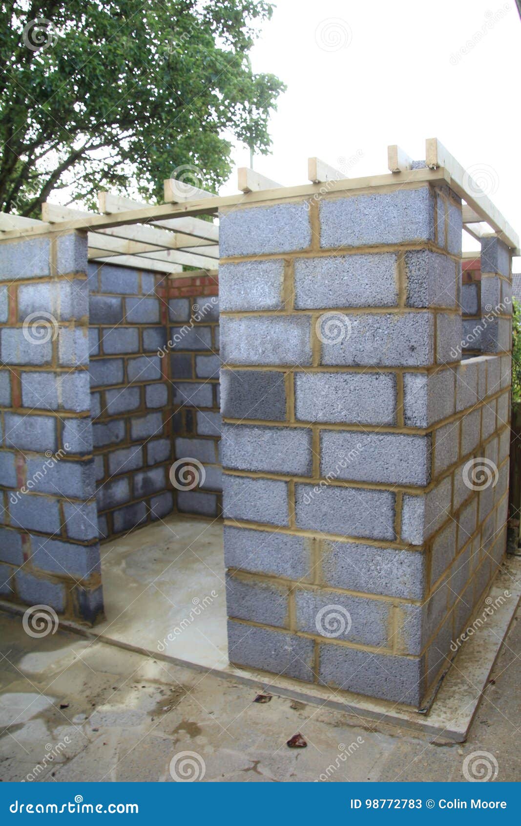 Construction of a Garden Shed Stock Image - Image of cement, brick ...