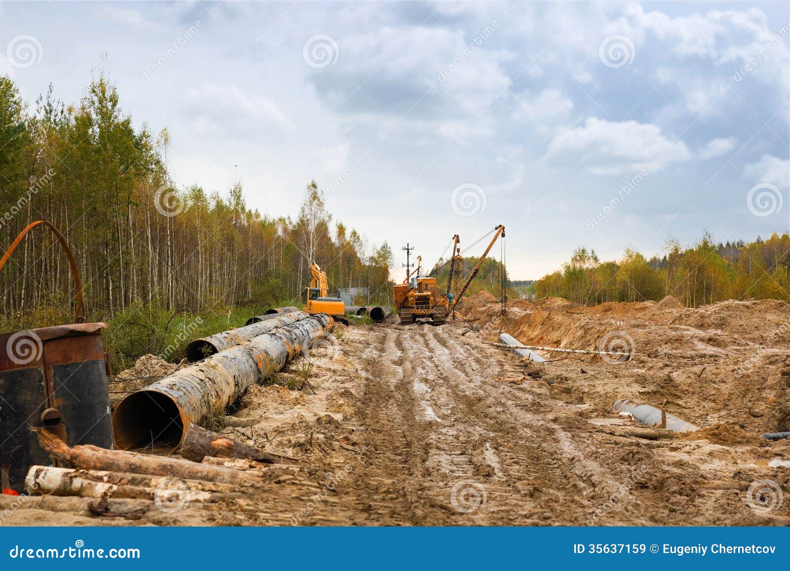 Construction of Gas Pipeline Stock Image - Image of pipe, iron: 35637159