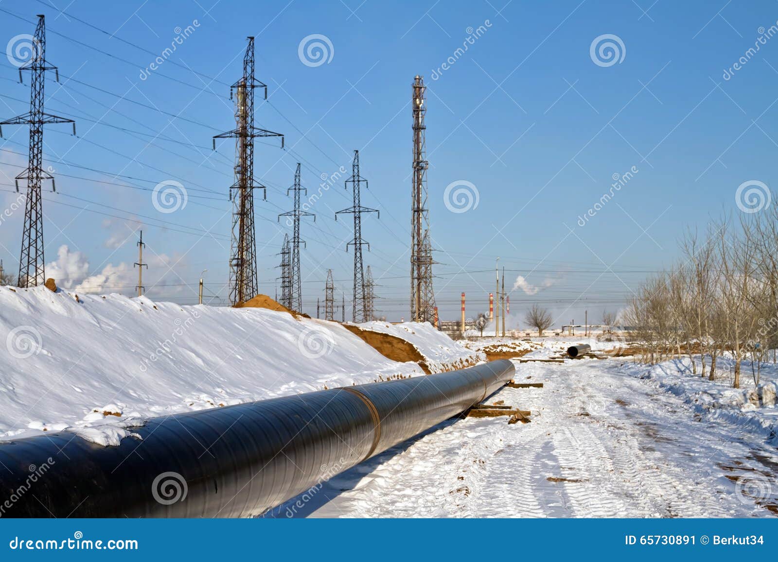 Construction of a Gas Pipeline in the Winter Stock Image - Image of ...