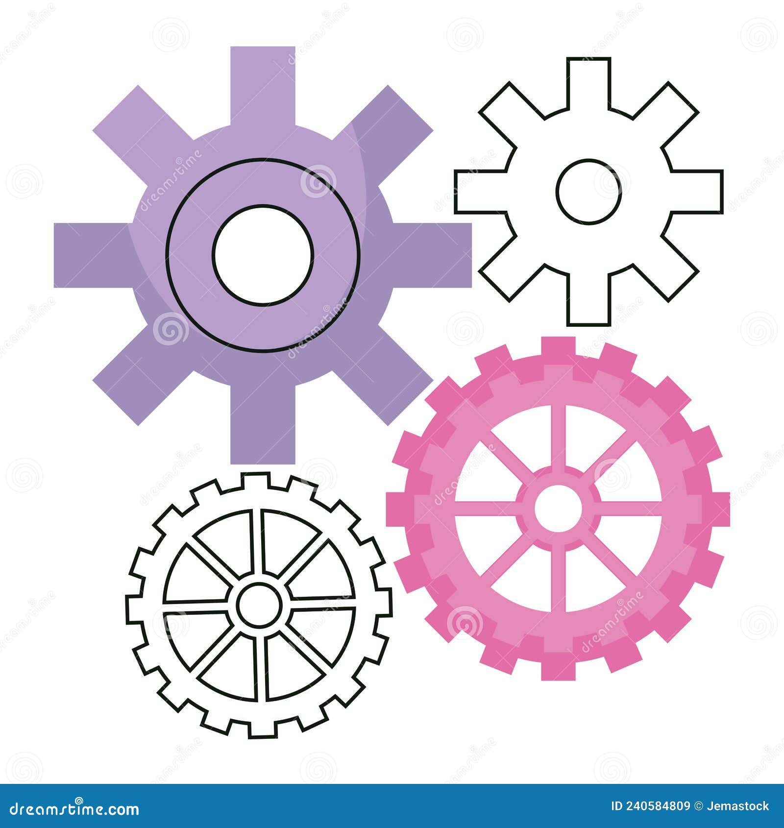 Construction gears icons stock vector. Illustration of industry - 240584809