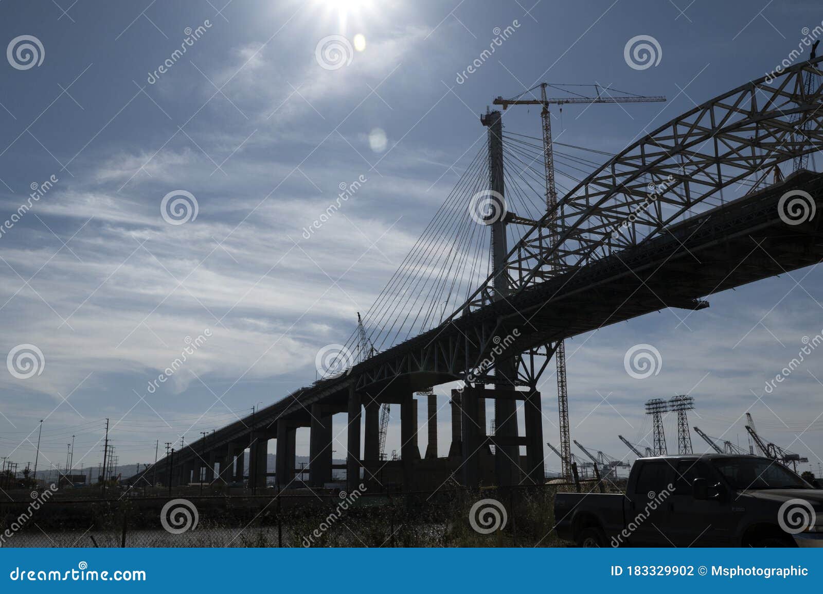 Construction on the Gerald Desmond Bridge Editorial Photography - Image ...