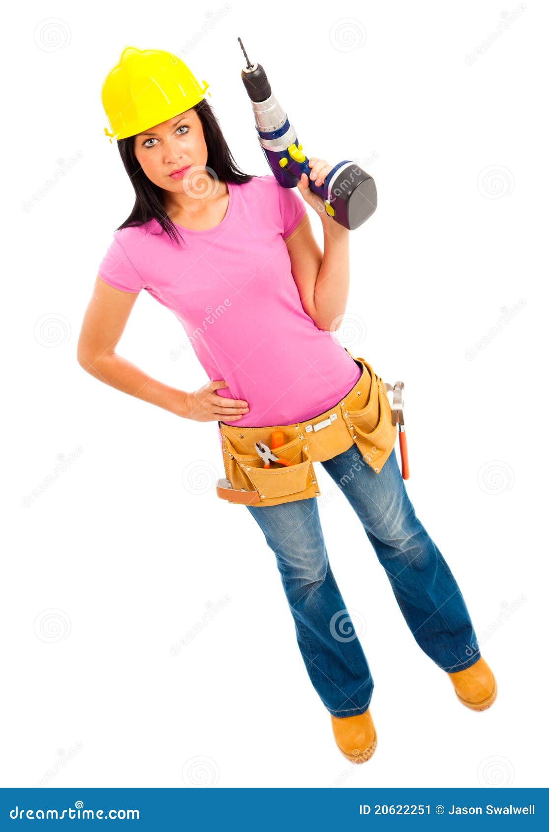 Construction Girl stock image. Image of female, drill - 20622251