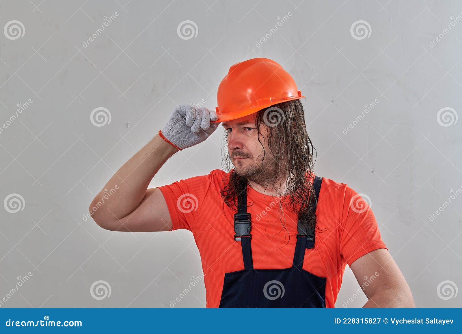Construction Guy Having Fun at Construction Site Stock Image - Image of ...