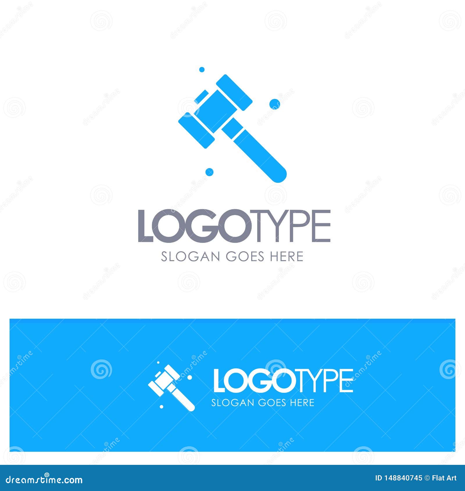 Construction, Hammer, Tool Blue Solid Logo with Place for Tagline Stock ...