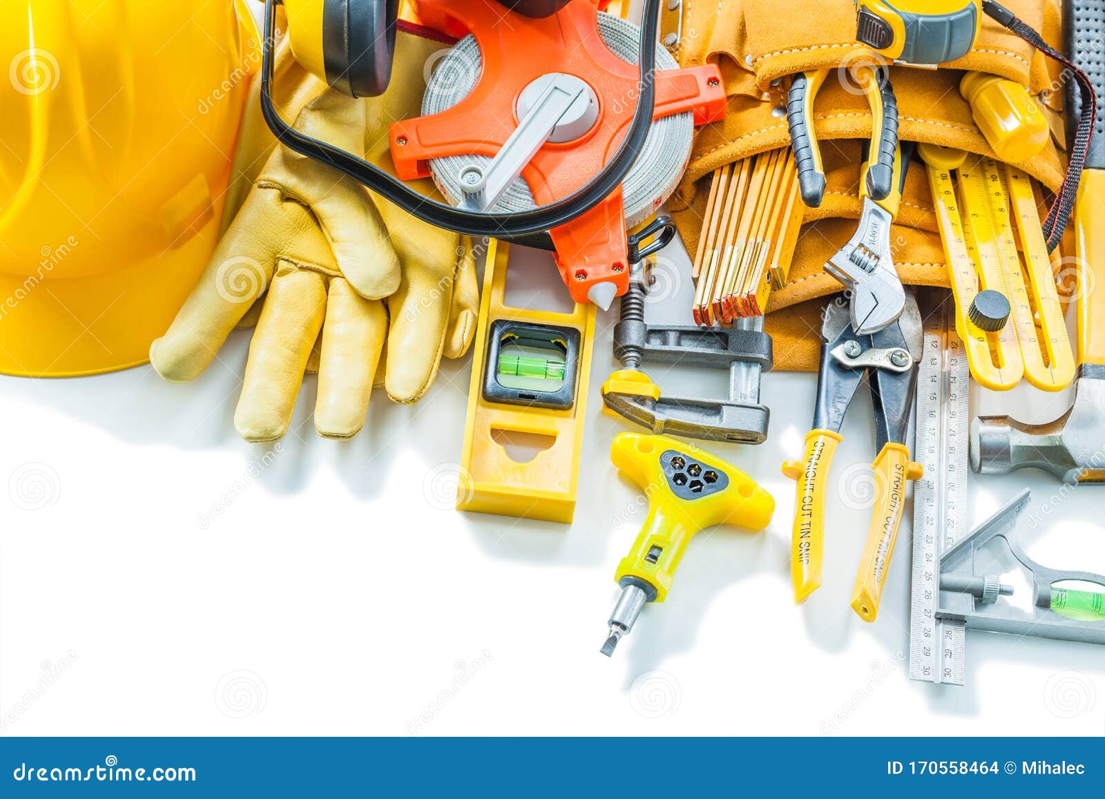 Construction Hand Tools Isolated on White Background Stock Photo ...