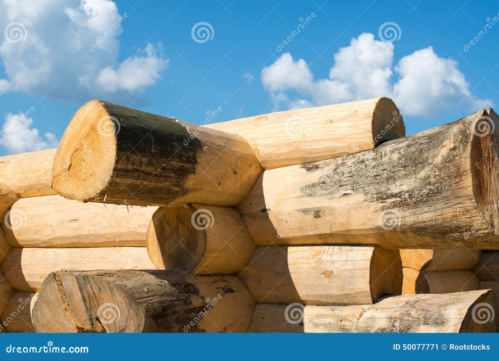 Construction of the Handcrafted Scribe Fit Log House Stock Image ...