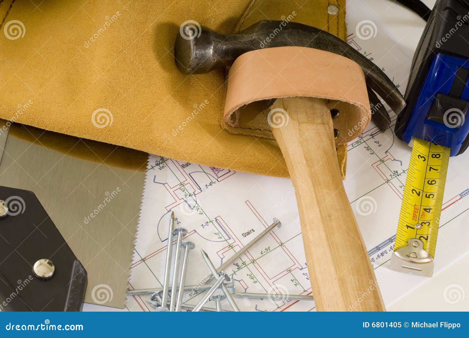 Construction or Handy Man Objects Stock Image - Image of belt, measure ...