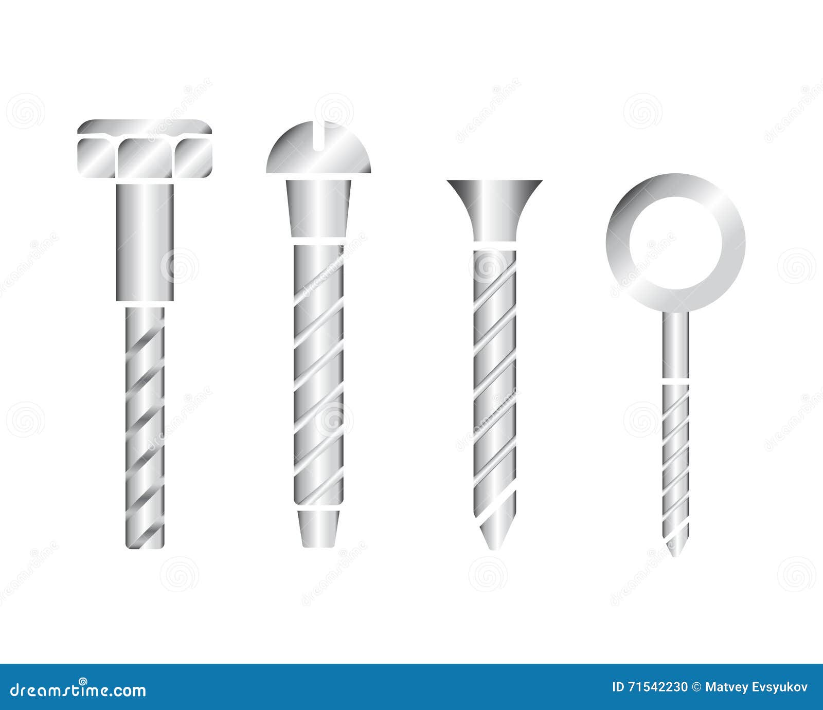 Construction Hardware Icons. Screws, Bolts, Nuts and Rivets Stock ...