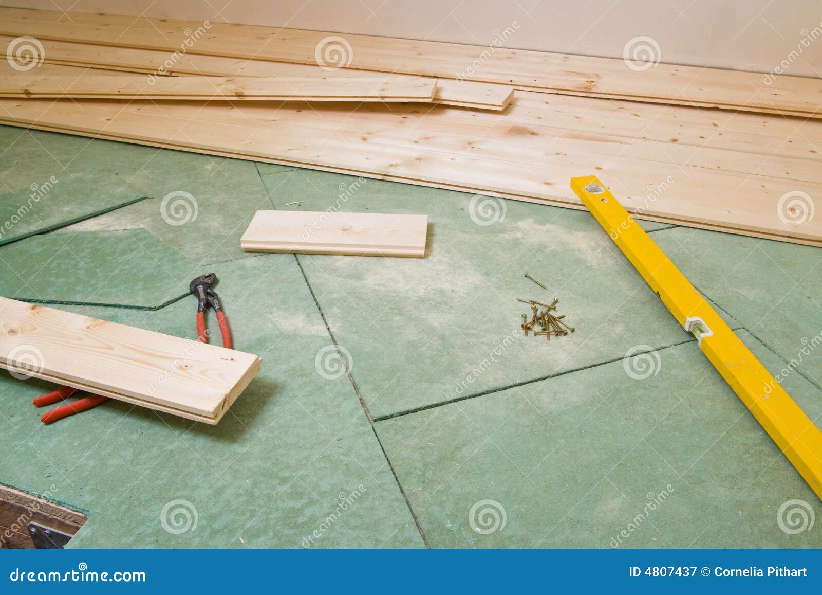 Construction of Hardwood Floor Stock Image - Image of floorboard, pipe ...