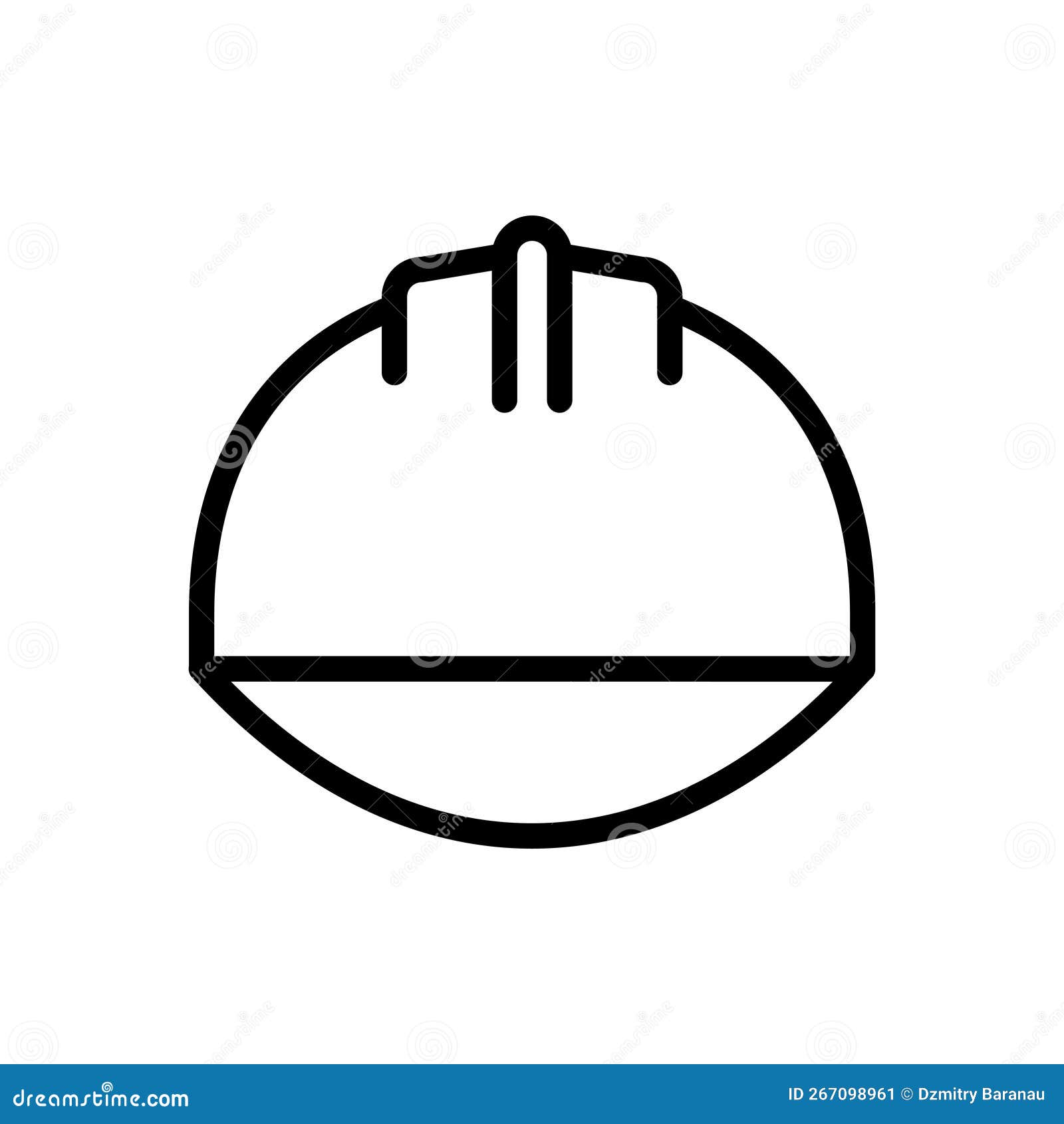 Construction Hat Icon Line Isolated on White Background. Black Flat ...