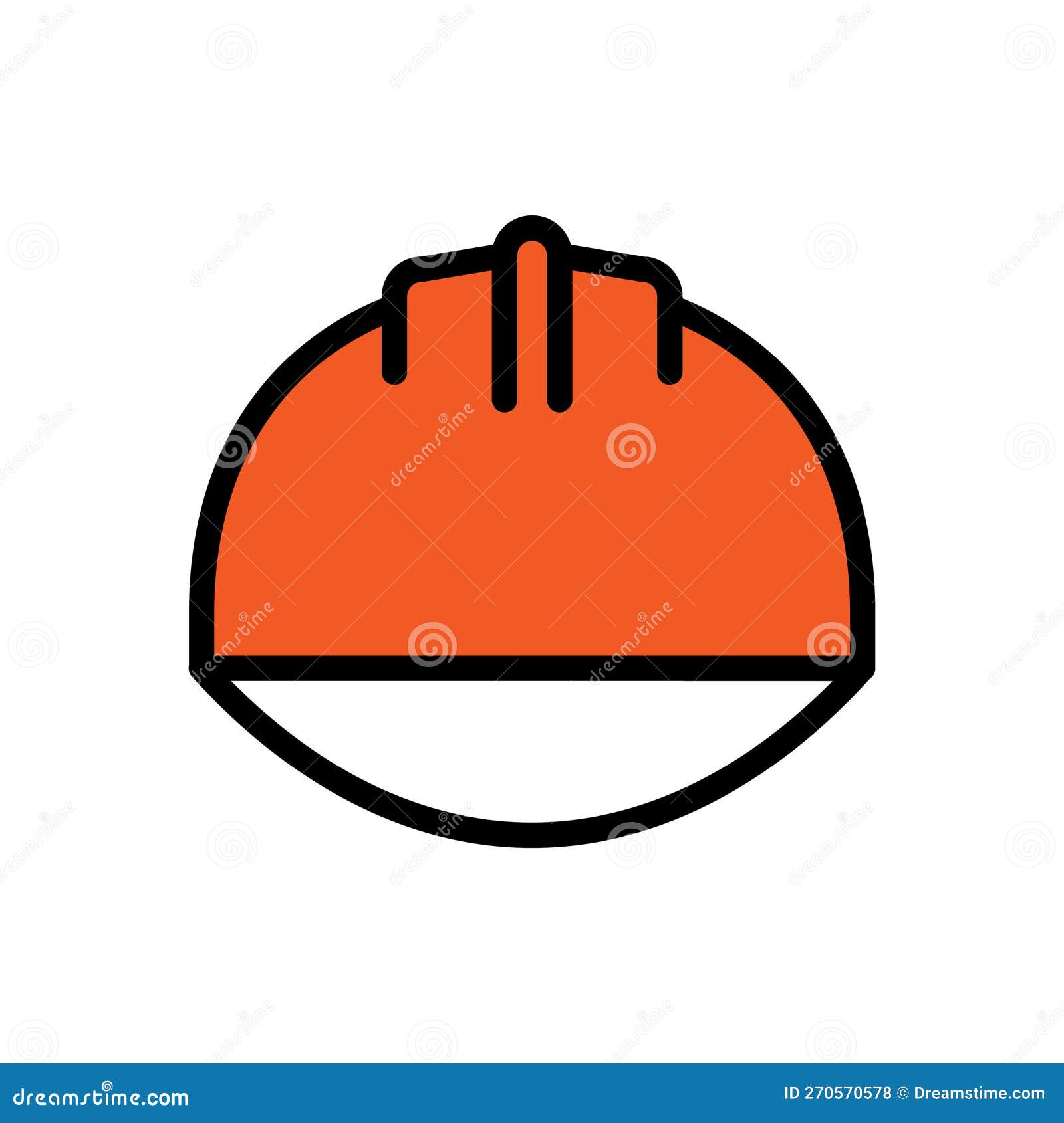 Construction Hat Icon Line Isolated on White Background. Black Flat ...