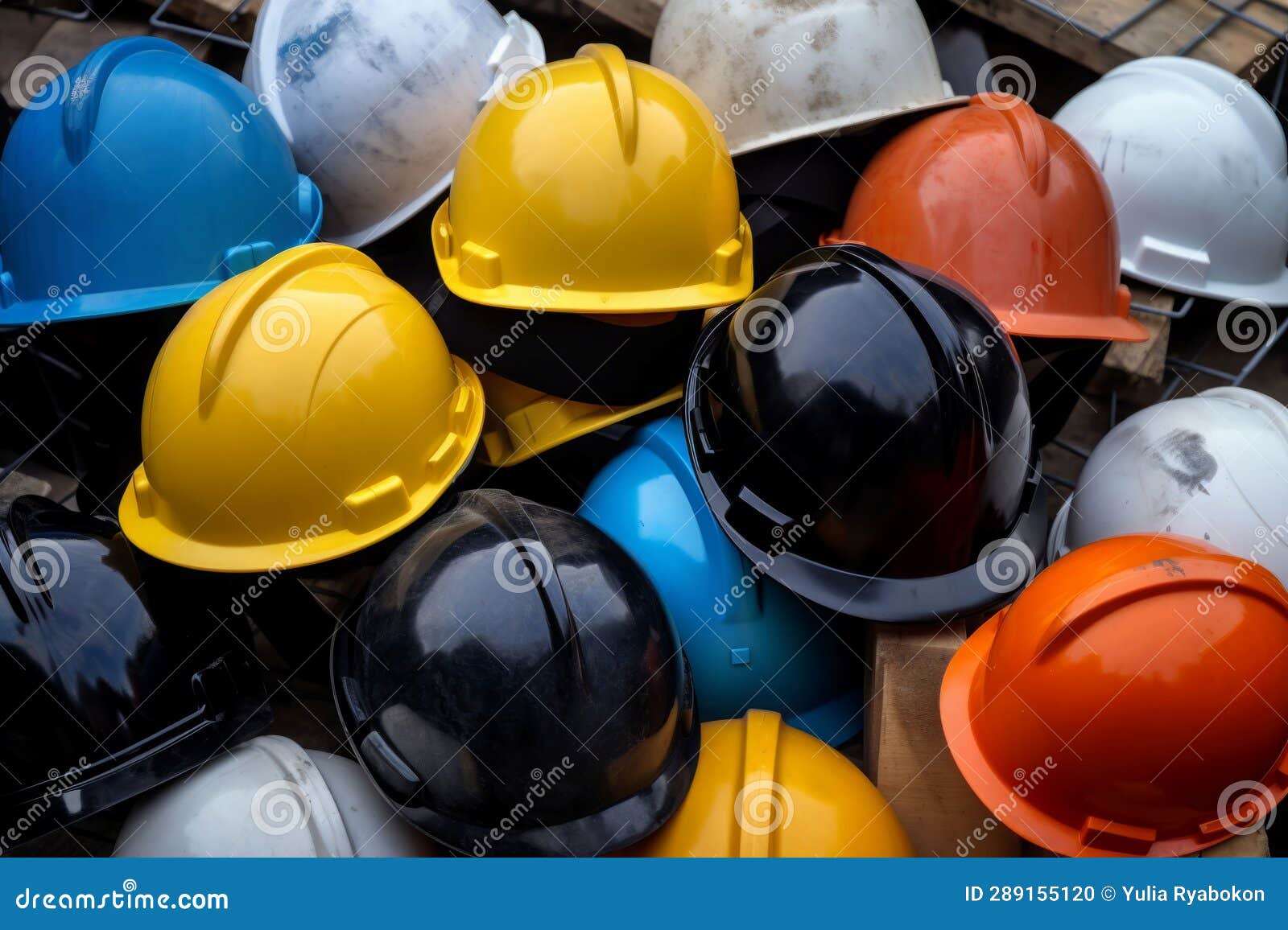 Construction Hats Building Collection. Generate Ai Stock Illustration ...