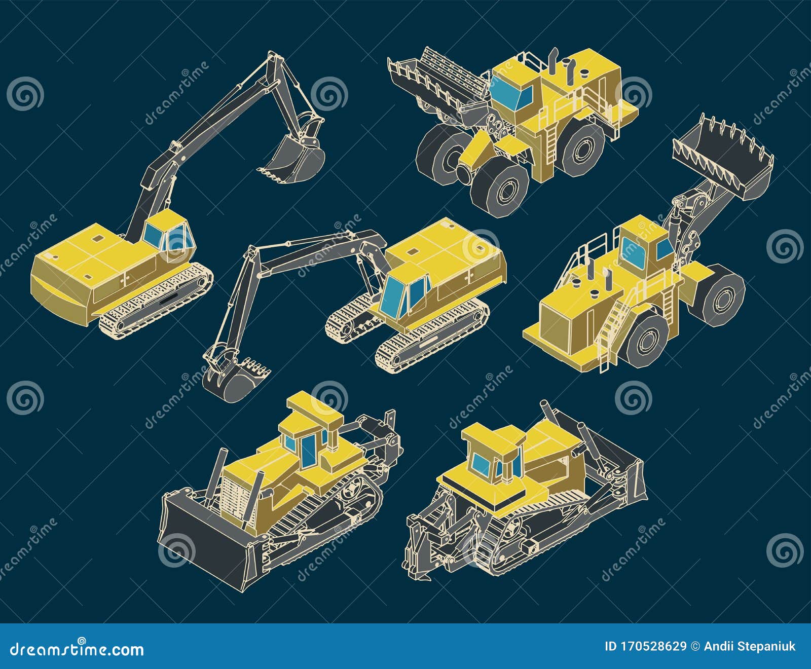 Construction Heavy Equipment Isometric Set Stock Vector - Illustration ...