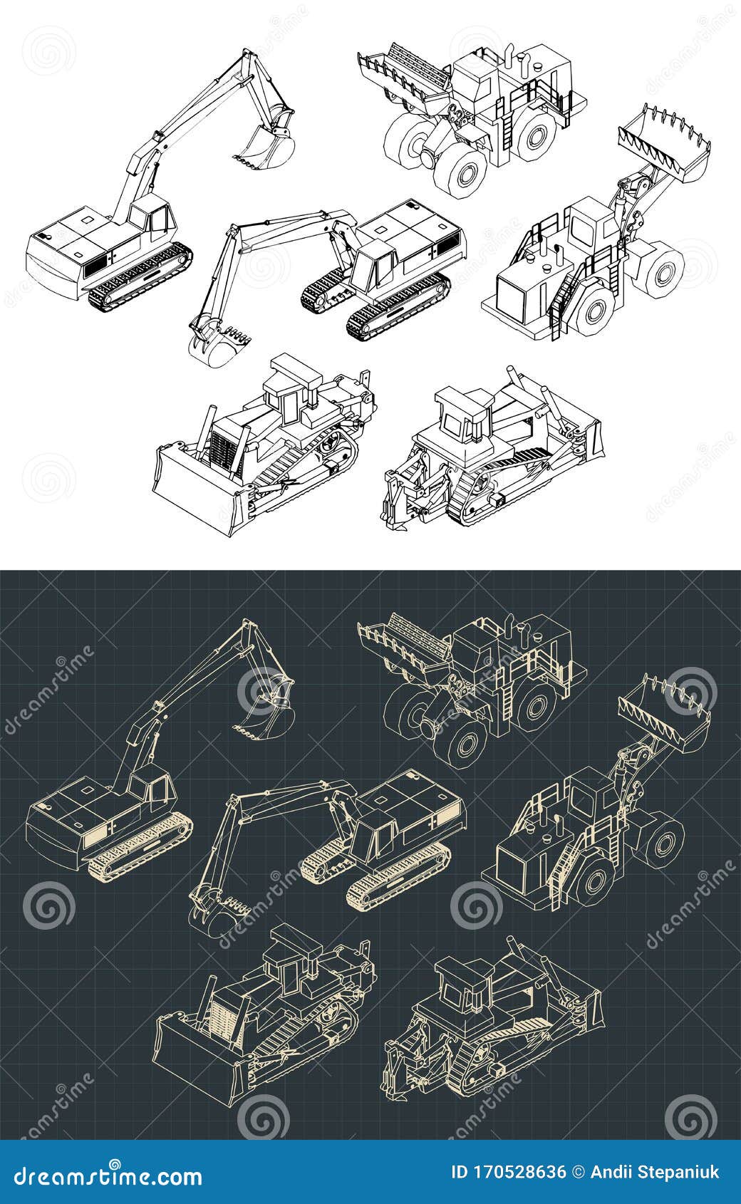 Construction Heavy Equipment Set Stock Vector - Illustration of loader ...