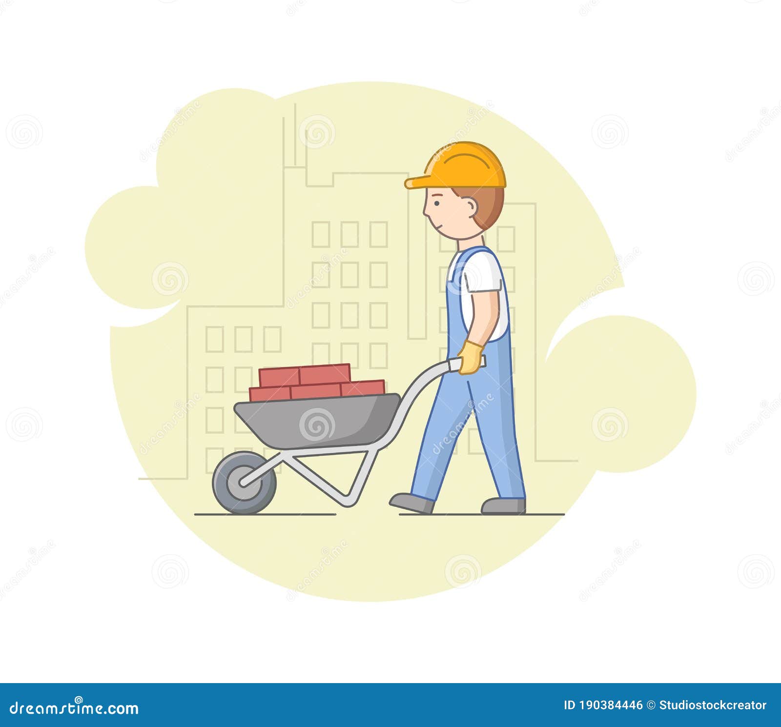 Construction and Heavy Labor Works Concept. Worker in Protective ...