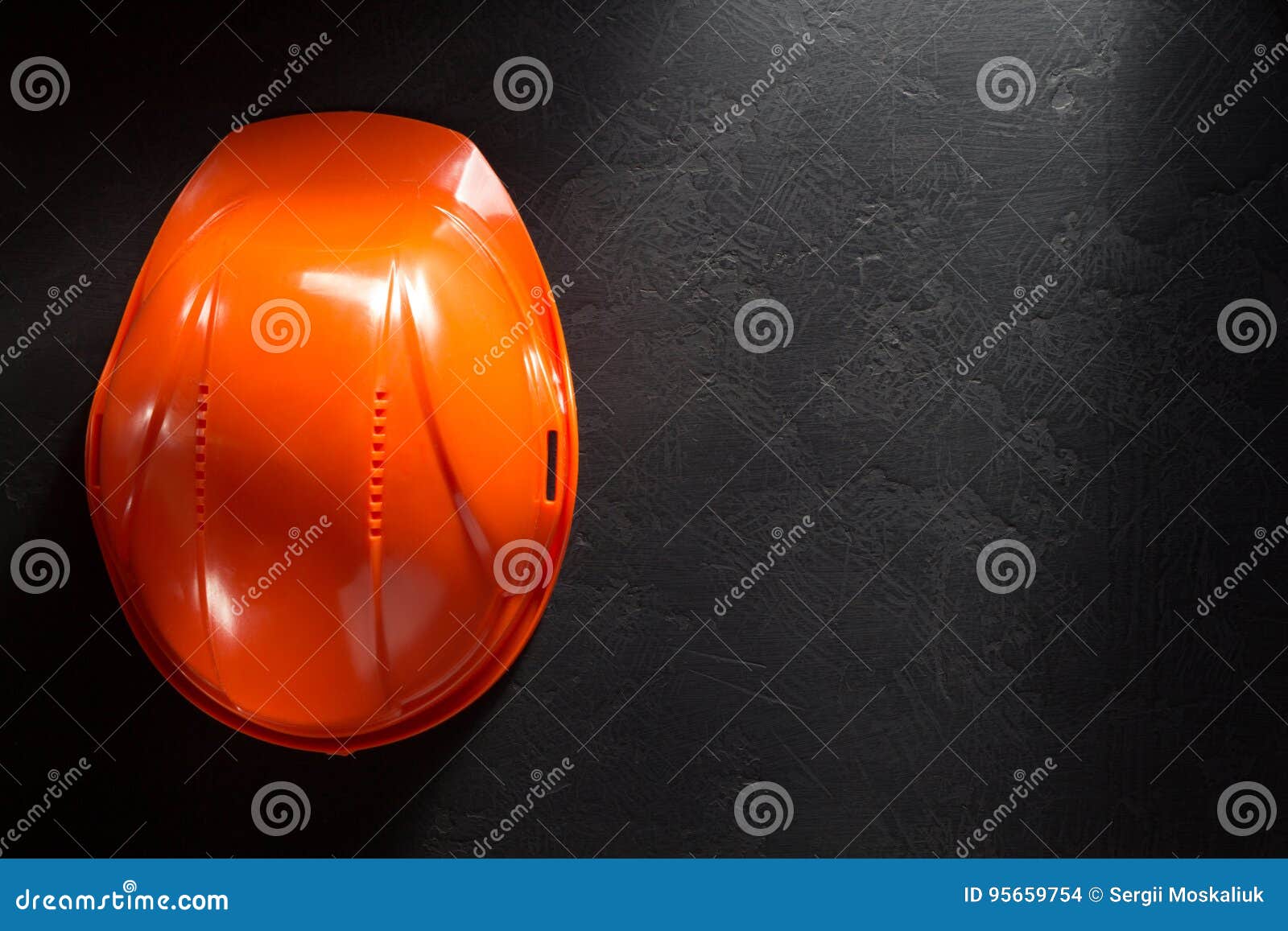 Construction Helmet on Black Stock Photo - Image of tool, side: 95659754