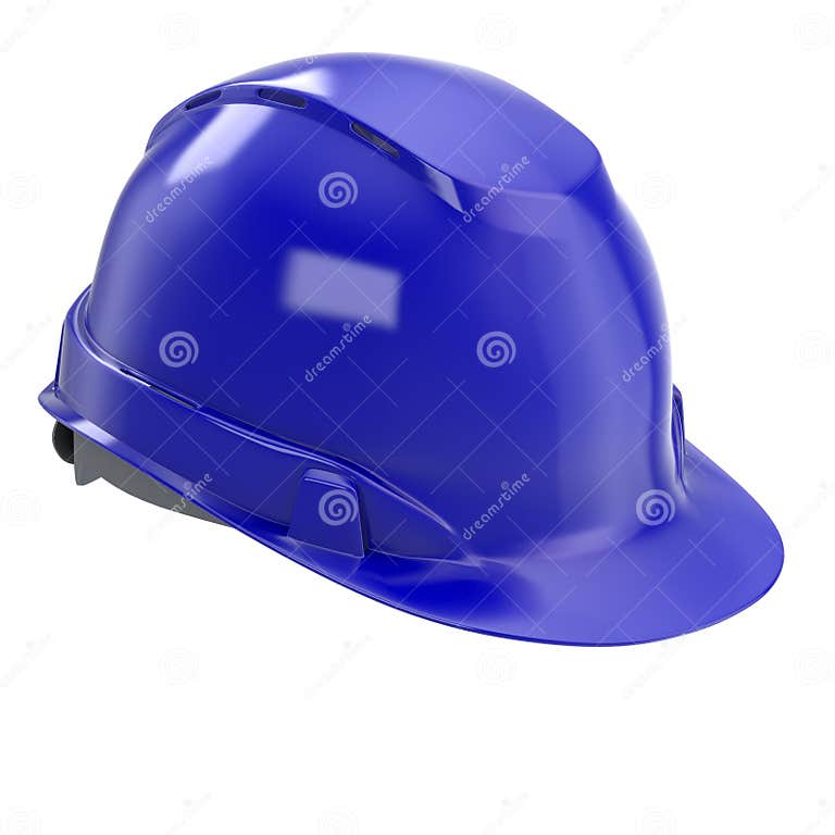 Construction Helmet Blue on an Isolated Background. 3d Illustration ...