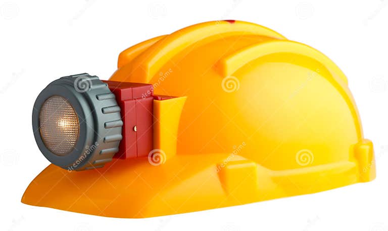 Construction Helmet with a Flashlight Stock Image - Image of industry ...