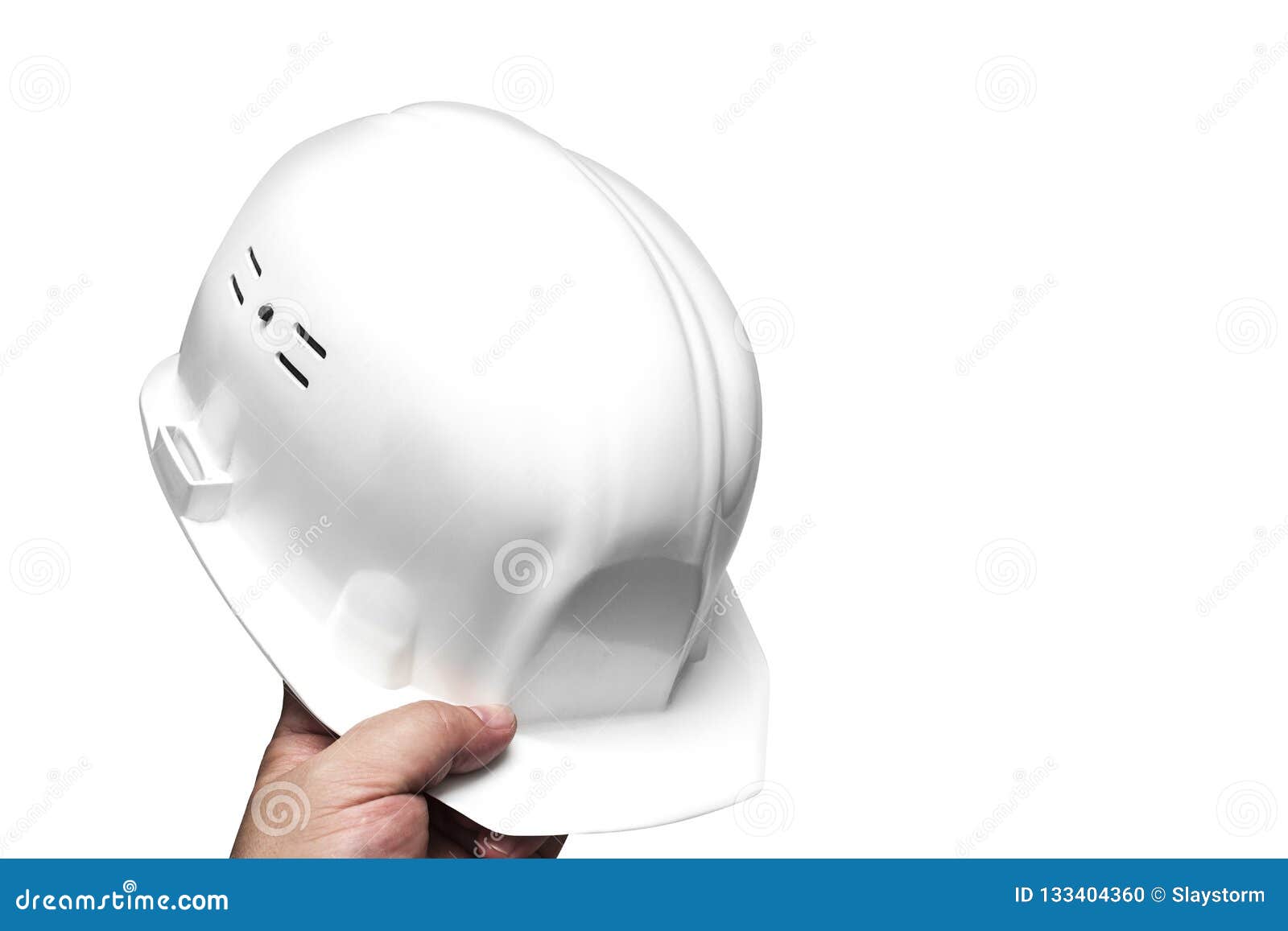 Construction Helmet, Head Protection in Hand Men Stock Photo - Image of ...